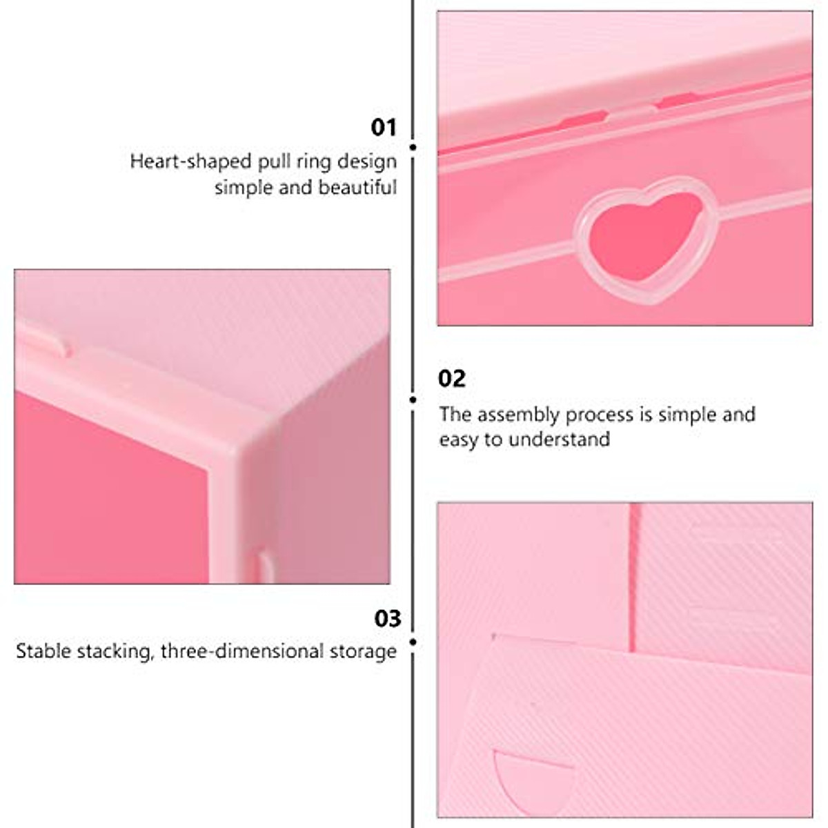 DOITOOL 6Pcs Plastic Shoes Boxes Stackable Shoe Organizer Bins Foldable Shoe Container Drawer Type Shoe Organizer (Pink)