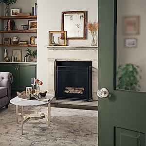 SCHLAGE Custom FC21 ALX 619 ALD Alexandria Glass Knob with Alden Trim Hall-Closet and Bed-Bath Lock, Satin Nickel