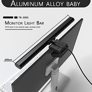 AQINGLING Monitor Light Bar Aluminum, 15.75in 80 LED Monitor Lamp Bar, Eye-Caring 5 Modes Dimmable Desk Lamp Sereen Light Bar, Desktop Lamp, Cpmputer Lamp, Laptop Lamp, Task Lamp, TB-300S
