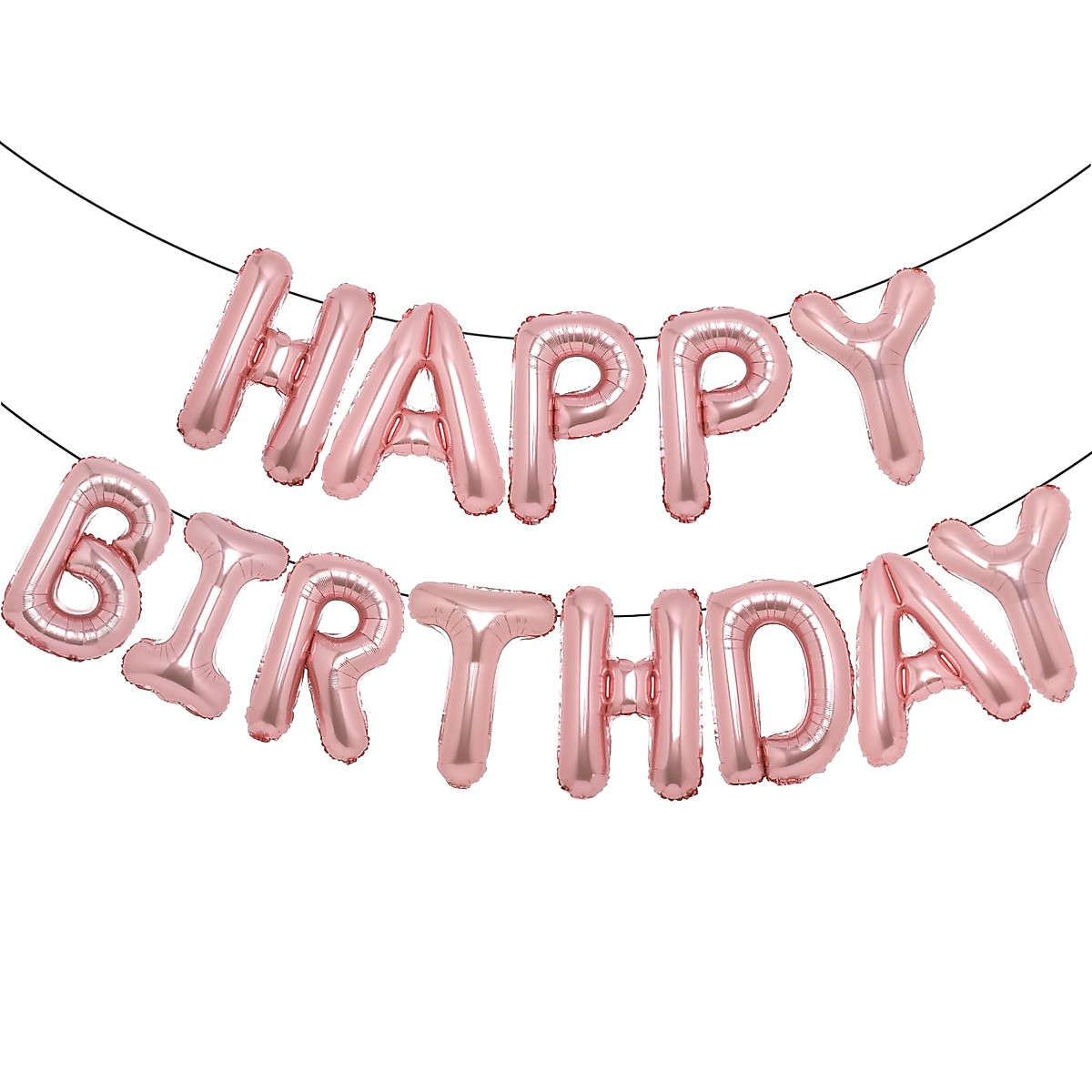 Accevo Rose Gold Happy Birthday Banner 16 Inch Foil Letters Balloons Happy Birthday Balloon for Kids, Child, Adults, Boys & Girls Birthday Decorations 3D Happy Birthday Balloons Sign Banner