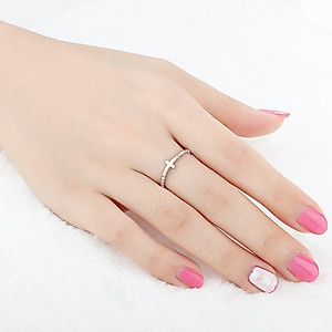 Jude Jewelers Stainless Steel Christian Sideways Cross Religious Ring Promise Statement Wedding Engagement (Silver, 8)