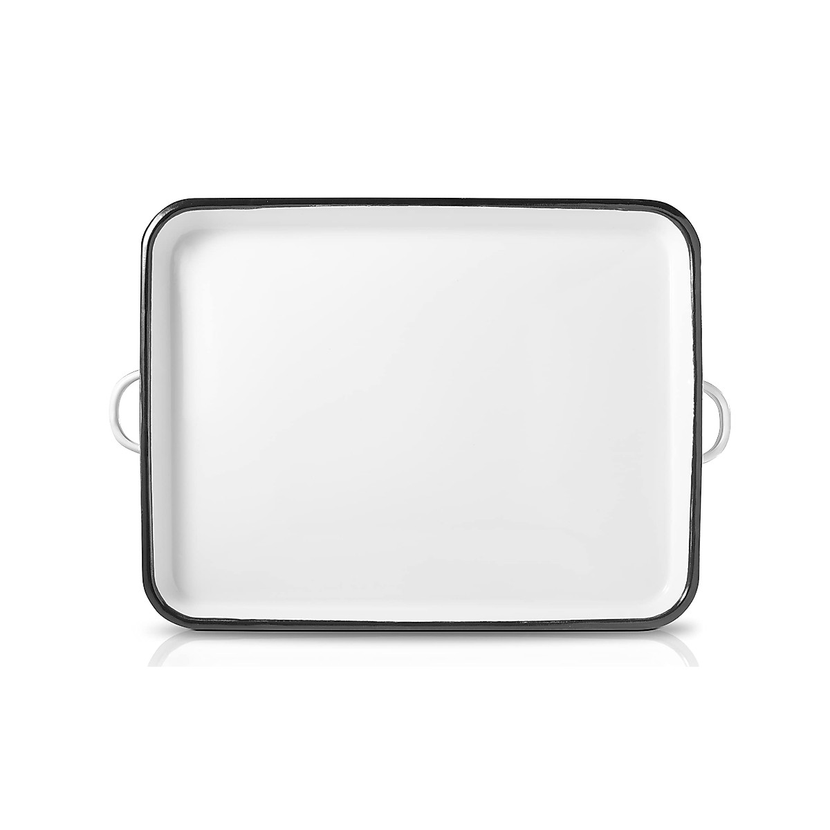Eternal Living 17” White Enamel Serving Tray with Handles and Baking Cookie Sheet, White