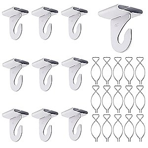 Gansita 25 Pair Suspended Aluminum Drop Ceiling Hooks, Metal T-Bar Track Clip, White Heavy Duty Ceiling Hooks, Drop Ceiling Clips Hanger Kit for Home Classroom Grid Office & Decorations