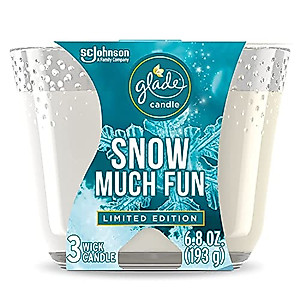 Glade Candle, Fragrance Candle Infused with Essential Oils, Air Freshener Candle, 3-Wick Candle (Snow Much Fun)