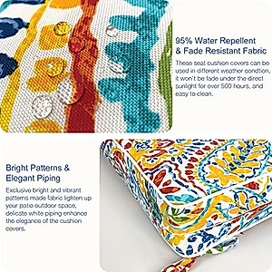 DYTXIII Patio Outdoor Cushion Cover Slip Cover W42 x D18 x H3 Inch with Zipper for Bench Loveseat Furniture, UV Protection Cushion Covers Replacement Covers 1 Pack, Paisley Multi (Covers ONLY)