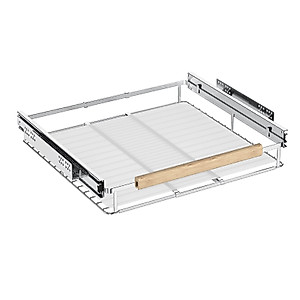 FESDOS Expandable Pull Out Cabinet Organizer Heavy Duty Under Sink Storage Basket Slide Out Cabinet Shelves Sliding Drawer Storage For Kitchen, Bathroom, Wardrobe, Wire Frame, Chrome Finish, Set of 1