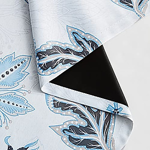 Blue White Blackout Curtains for Bedroom Living Room 84inch Long Floral Vine Leaf Curtain Panels Triple Weave Thermal Insulated Curtain Drapes 50" W 2 Panels