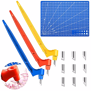 Abizarch Craft Cutting Tools Kit 360 Degree Rotating Gyro Cutting Tools Art Cutting Tools with Cutting Pen 15/30/45 Degree Blades Cutting Mat for DIY Craft Hobby Scrapbook Stencil