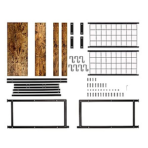 HOMEKOKO Coat Rack Shoe Bench, Hall Tree Entryway Storage Bench, Wood Look Accent Furniture with Metal Frame, 3-in-1 Design (Rustic Brown)