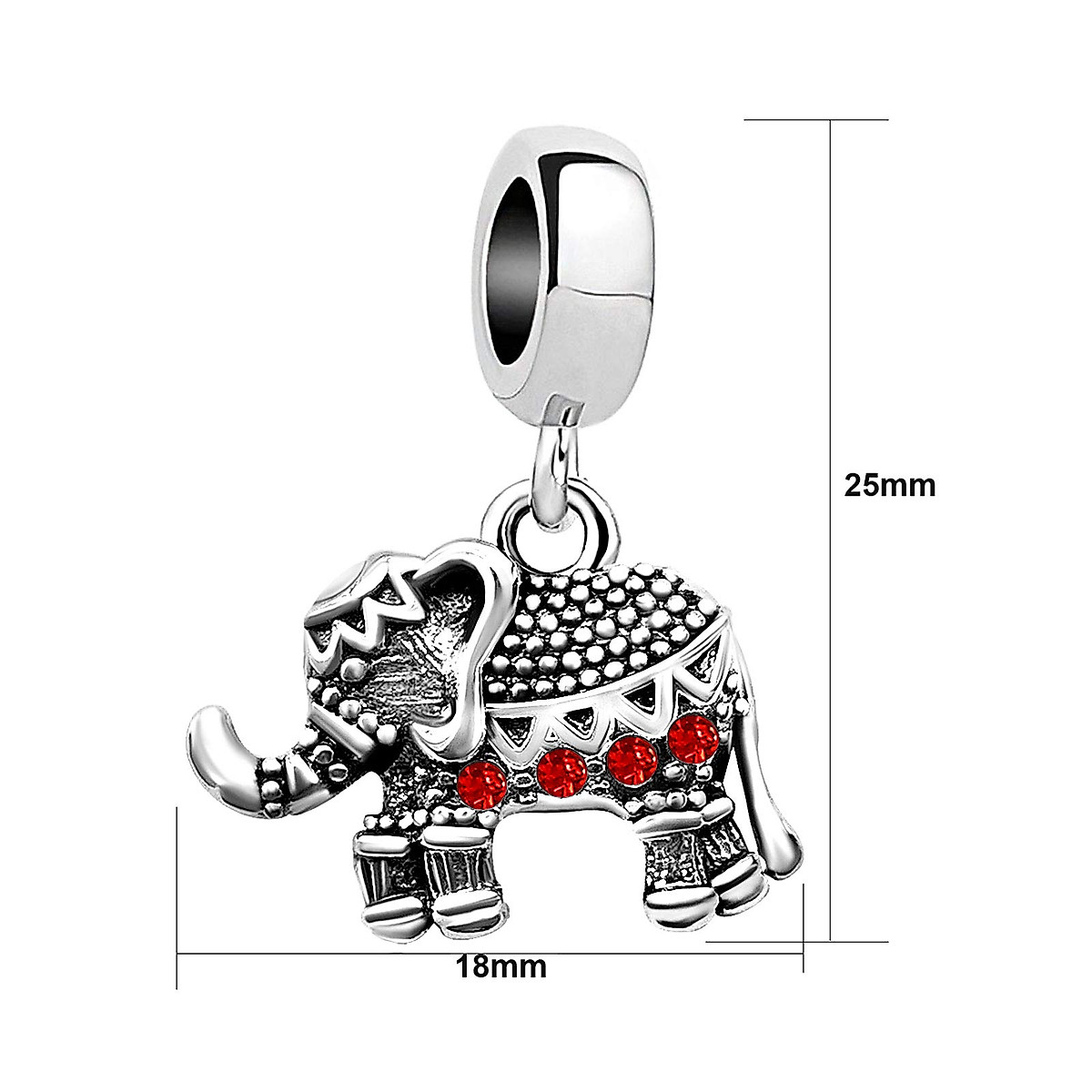 KunBead Elephant July Birthstone Dangle Bead Birthday Charms Compatible with Pandora Bracelet