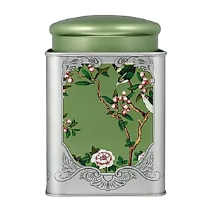 BESPORTBLE Tea Tin Canister with Airtight Double Lids, Airtight Loose Tea Canister Tinplate Empty Tin Chinese Style Tea Jar - Kitchen Canister for Loose Tea, Coffee, Candy, Herbs and Spices