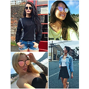 FEISEDY Cat Eye Fashion Metal Frame Mirrored Flat Lenses Women Sunglasses B2206