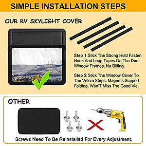 RV Door Window Shade, 2 Pack Magnetic Foldeble RV Window Coverings 16'' x 25'' + 16'' x 16'', RV Skylight Cover with Insulation Waterproof Surface, UV Rays Protection Privacy Blockout