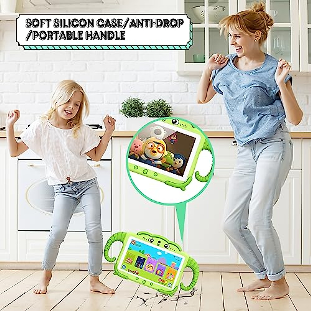 Kids Tablet 7" Tablet for Kids 64GB Toddler Tablet Kids Software Installed, Kids Learning Android Tablet with WiFi Case Dual Camera Parental Control for Toddlers Children Tablet YouTube Netflix