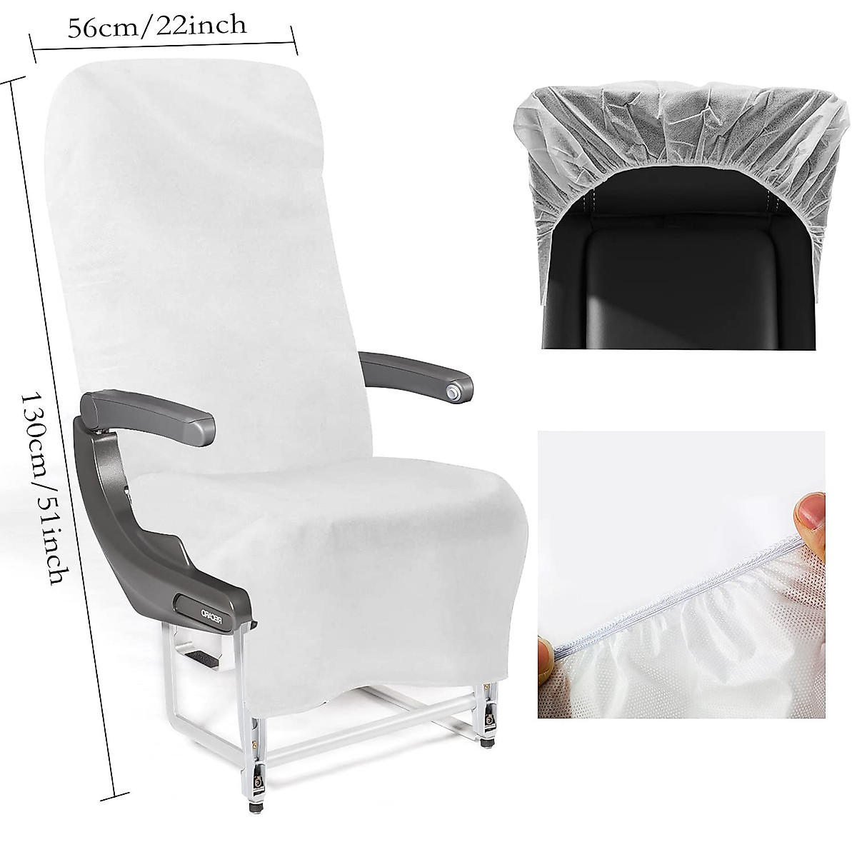 Lainrrew 6 Pcs Disposable Airplane Seat Covers, Non-Woven Fabric Safety Protection Seat Cover Portable Disposable Seat Protectors for Airplane, Train, Bus, Car, Airplane, Office, Movie Theatre