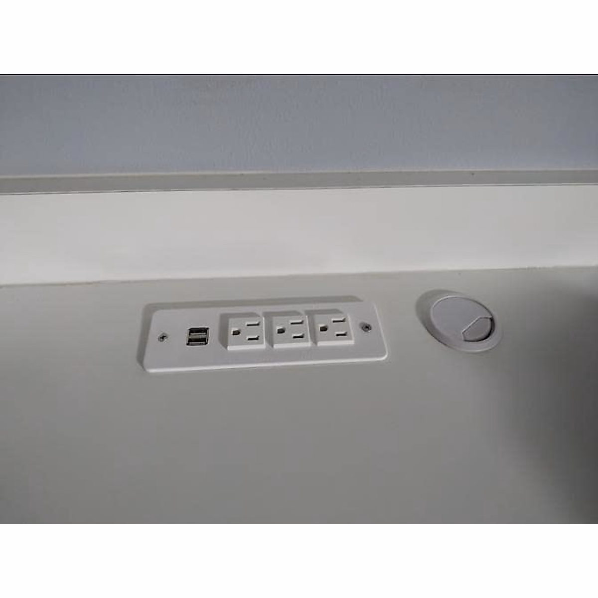 Conference Recessed Power Strip with USB Mountable Power Outlet Built in Desktop Workbench Drawer Cabinet 10'ft Heavy Duty Power Cord White