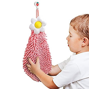NGUMMS Chenille Hand Towel,Hanging Kitchen Towels,Kids Hand Towels Kitchen Hanging Hand Towels,Quick Dry Flower Towels Funny Cartoon Hand Towel for Kitchen, Absorbent Thick Hand Towel