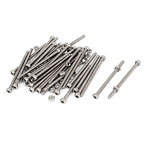 uxcell M3x50mm Hex Socket Head Knurled Cap Screws Bolts Nuts Set 30Pcs