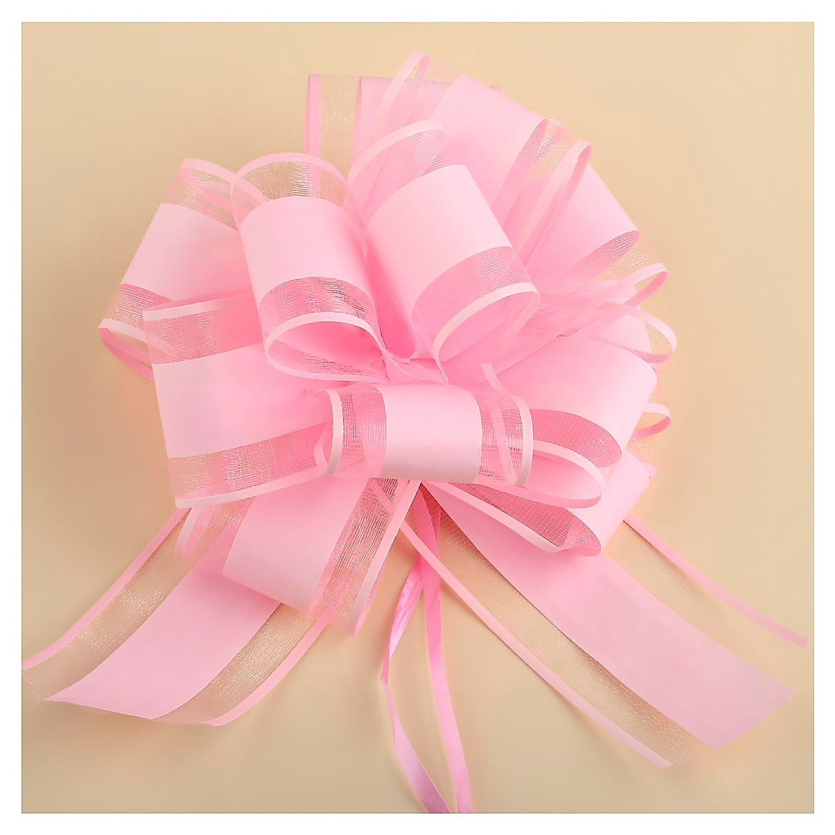 6 PCS 6 Inches Large Pull Bows Gift Wrapping Pull Bow Ribbon Pull BowsI for Christmas Wedding Baskets Valentine's Day Bows Ribbon Bow for Gift Wrapping (Pink)