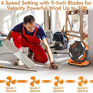 40000mAh Rechargeable Camping Fan, Battery Operated Fan with Light & Remote, 12" Portable Outdoor Fan, Auto Oscillating Battery Powered Floor Fan for Tent RV Car Travel Jobsite Hurricane Power Outages