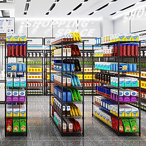 pouseayar NSF Heavy-Duty 7-Tier Metal Shelving Unit - 2450 lbs Capacity, Adjustable, with Wheels/Leveling feet & Waterproof Shelf Liners - Ideal for Garage, Kitchen, and More - Black