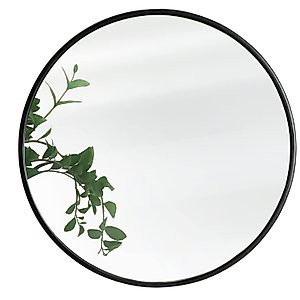 Round Mirror, Black Round Mirror 30 Inch, Round Wall Mirror, Round Bathroom Mirror, Circle Mirrors for Wall, Metal Framed Mirror for Bathroom, Vanity, Bedroom, Entryway, Hallway