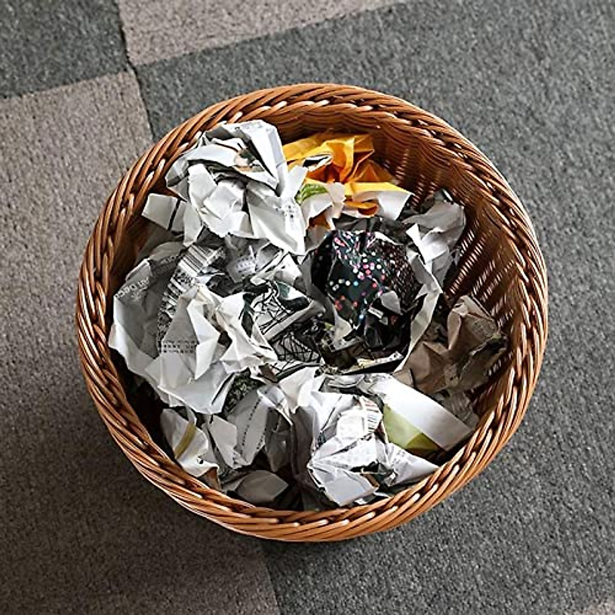 WSLLK Under Sink Trash can Rattan Woven Waste Bin Trash Can Kitchen Trash Basket Home Office Dustbin Sundries Garbage Can Accessories