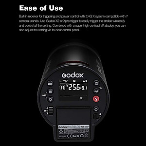 Godox AD300Pro AD300 Pro Strobe Light, 300W 2.4G TTL Flash Strobe Monolight, 1/8000 HSS, 0.01-1.8S Recycle Time, 300 Full Power Pops, 5600±100K, 12W Brightness Adjustable Bi-Color Modeling Led