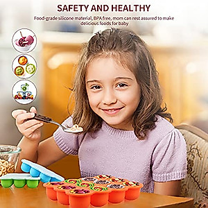 2 Pack Baby Food Containers, Freezer Tray with Lid, BPA Free Silicone Molds, 12 Cubes & 10 Cubes, Individual 75ml Per Cube, Perfect for Homemade Baby Food, Breast Milk- Microwave, Oven