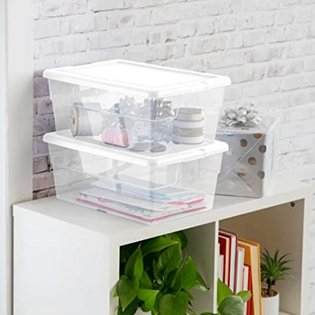 Sterilite 16 Quart Multipurpose Clear Plastic Stacking Storage Container Box with Secure Latching Lid for Home or Office Organization, 60 Pack