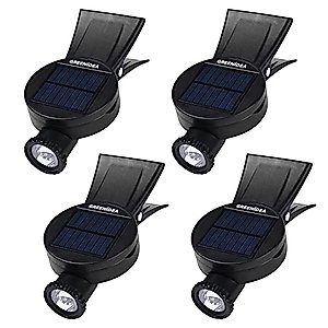 4 Pack Solar Spot Lights,LED Solar Garden Lights, Outdoor Solar Lights, Clip Solar Light Fence Lights, Waterproof Solar Spotlights for Fence Deck Garage Patio Porch
