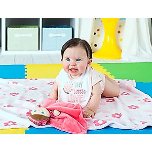 Baby Starters 2-Piece Snuggle Buddy Toy Rattle and Plush Baby Blanket Gift Set for Newborns and New Moms (Pink Dollie, 30"x36")