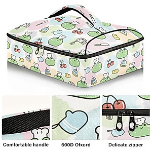 Kcldeci Insulated Thermal Food Carrier Insulated Casserole Carrier for Hot or Cold Food,Cute Face Frog Insulated Tote Bag for Potluck Cookouts Parties Picnic,Lasagna Lugger