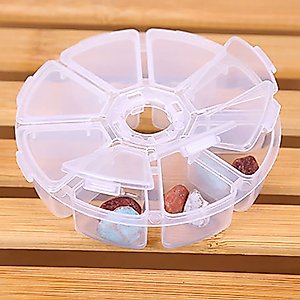 Pill Organizer, BPA Free Travel Pill Box Case Pill Medicine Vitamin Organizer Box, 8 Grids Nail Art Gem Guitar Picker Jewelry Beads Organizer Storage Case Box White