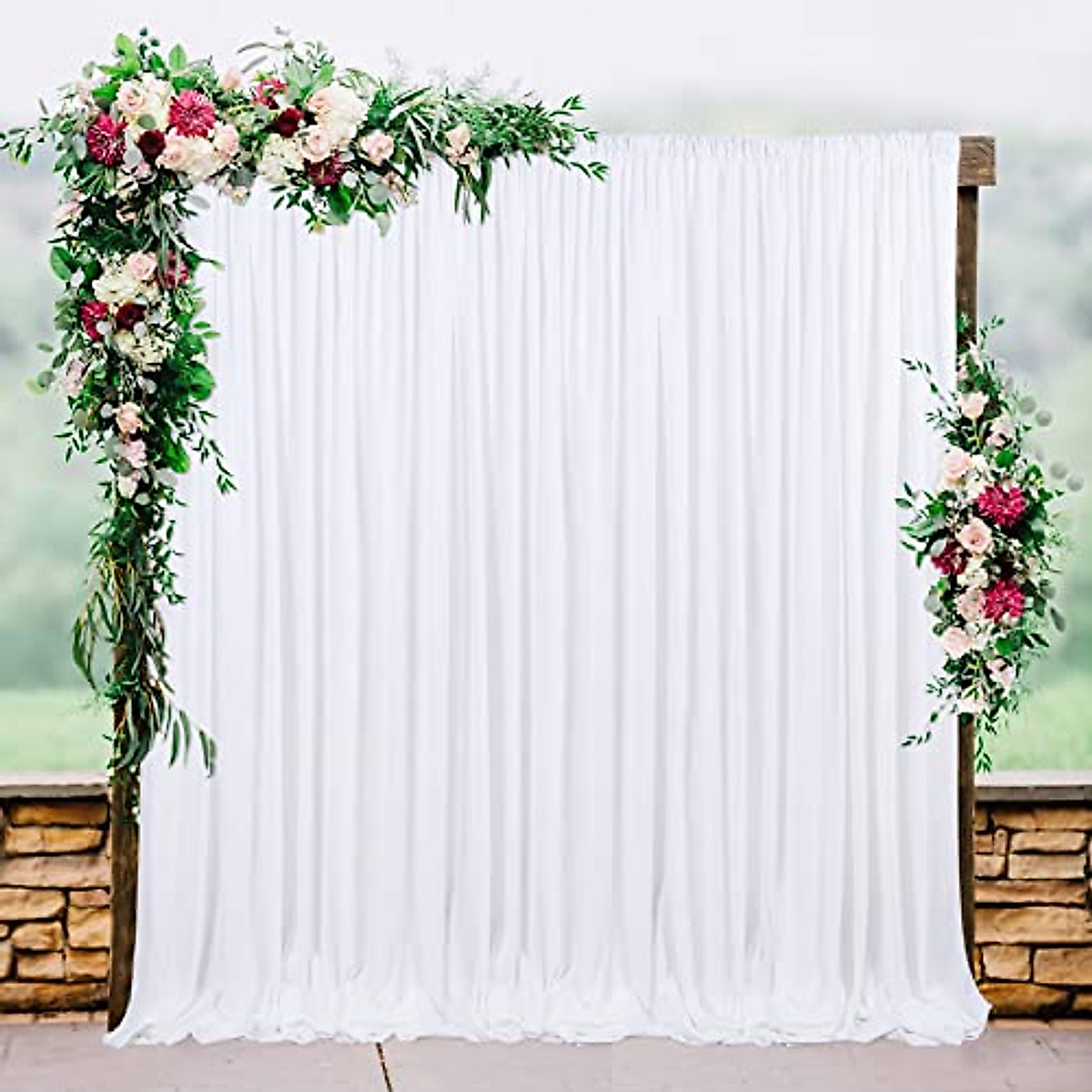 White Polyester Background Drapes 10ft x 8ft Photography Backdrop Curtain Outdoor Wedding Backdrop Panels