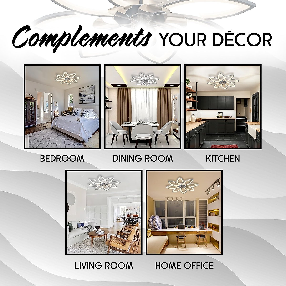 35''Ceiling Fans with Lights,Bladeless Ceiling Fan with Lights and Remote, Flush Mount Ceiling Fan with Dimmable LED Light,Modern Low Profile Ceiling Fan 6 Speed Wind Timing for Bedroom 90W (White)
