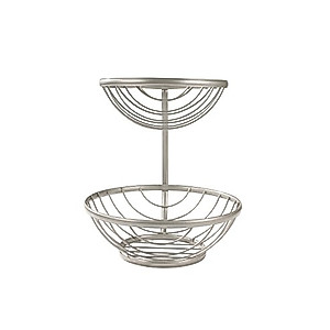 Spectrum Diversified Ashley 2 Tier Server Serving Basket Fruit Bowl & Produce Snack Display Stand, Medium, Chrome
