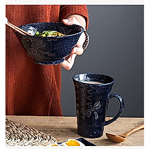 Colias Wing 14 OZ Dragonfly Pattern Design Ceramic Tea Cup Coffee Espresso Mug Travel Mug-Dark Blue