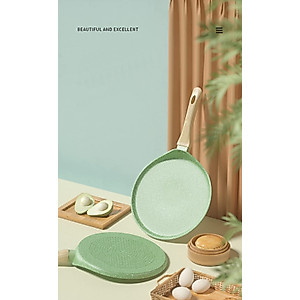 LI-GELISI Double-Sided Non-Stick Nonstick Crepe Pan, Swiss Granite Coating Dosa Pan Pancake Flat Skillet Tawa Griddle PFOA & PTFEs Free Coating (7.1 inch Apple Green)