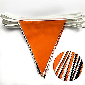 32Ft Orange Black White Graduation Party Decorations 2023 Halloween Pennant Banner Fabric Triangle Flag Bunting Garland for Thanksgiving Wedding Birthday Home Nursery Outdoor Garden Hanging Decoration