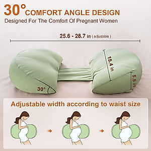 AngQi Pregnancy Pillows for sleeping, Side Sleeper Pregnancy Wedge Pillows, Double Wedge for Body, Belly, Back Support, Maternity Pillow with Removable and Adjustable Cover(Pale Green)