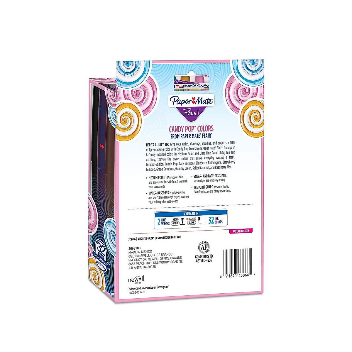 Paper Mate Flair Felt Tip Pens, Medium Point, Limited Edition Candy Pop Pack, 32 Count
