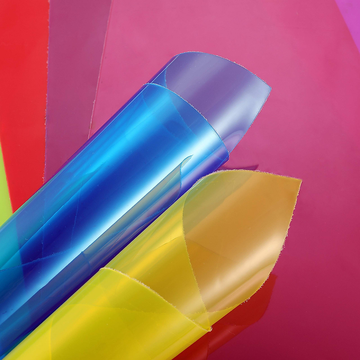 AOUXSEEM Jelly Transparent Leather Vinyl Sheets,Candy Solid Colors Waterproof Faux Leather Fabric Sheets 【6 Pcs/21 x 30 cm】Perfect for Making Bows Earrings Handbags (Bright Solid Colors)