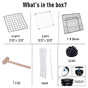 Kilodor Pet Playpen, Small Animal Cage Indoor with Door, 16 Panels DIY Metal Yard Fence, Indoor House for Guinea Pig, Kitten, Rabbit, Bunny, Puppy