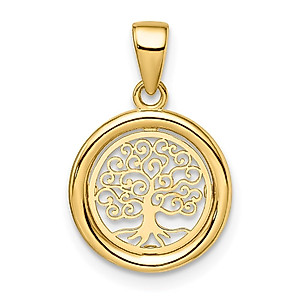 Auriga Fine Jewelry 14k Yellow Gold Tree of Life Circle Pendant, for Women (L-14mm, W-14mm)