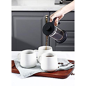 Porcelain Coffee Mugs Set of 4-12 Ounce Cups with Handle for Hot or Cold Drinks like Cocoa, Milk, Tea or Water - Smooth Ceramic with Modern Design, White