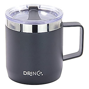 Drinco 14 oz Coffee Mug, Vacuum Insulated Camping Mug with Lid, Double Wall Stainless Steel Travel Mug Insulated Tumblers Coffee Mugs Coffee Cups Tea Cup (14oz, 14oz Black)