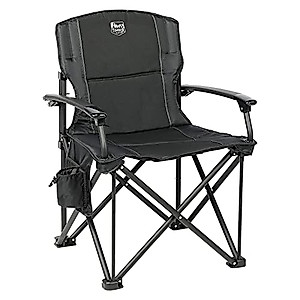 TIMBER RIDGE Folding Camping Chair with Padded Hard Armrest and Cup Holder-for Outdoor, Camp, Fishing, Hiking, Lawn, Including Carry Bag, Aluminum, (Black)