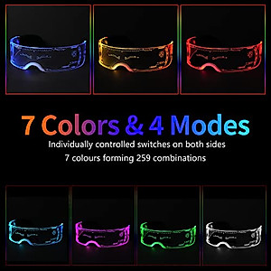 CLZFXS Led Glasses Light Up Glasses Led Visor Glasses 7 colors and 5 modes, Luminous Glasses for Halloween Cosplay Party Bar (Futuristic)