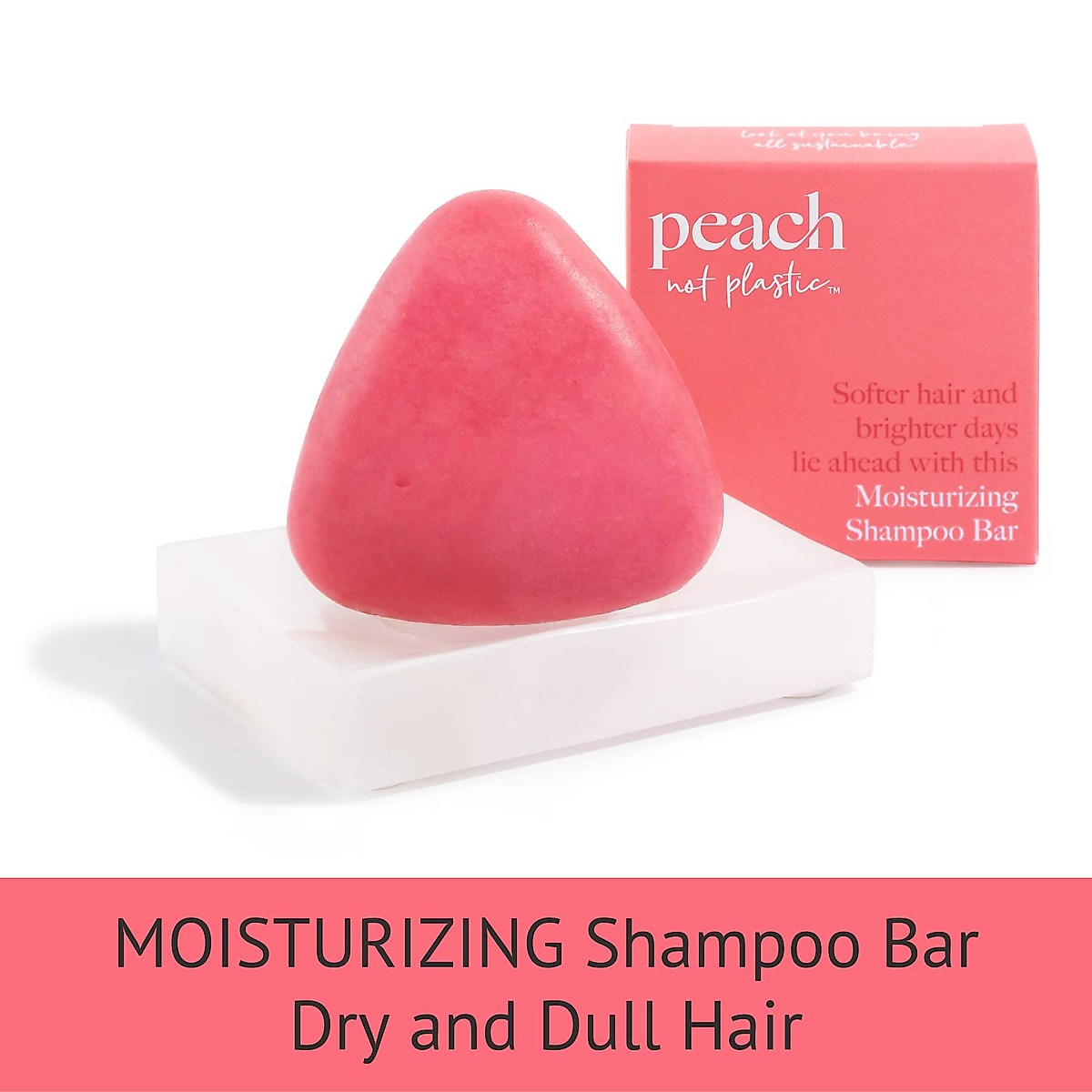Peach not Plastic Shampoo Bar - Moisturizing for Dry, Damaged & Dull Hair | Leaves Hair Silky Soft | Plant Based, Vegan & Eco Friendly | 3.0oz